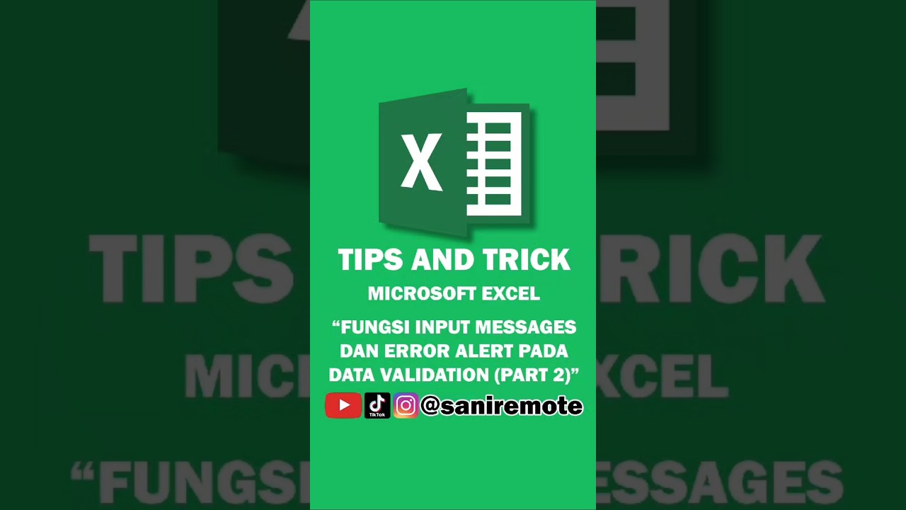 Begini cara menggunakan input messages dan error alert pada data validation #belajarexcelpemula ...