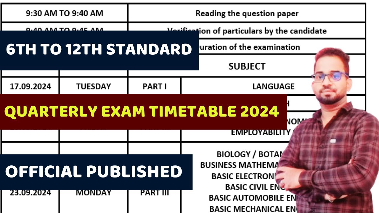 6th-12th Quarterly Exam 2024 Timetable | 10th 11th 12th Quarterly exam ...