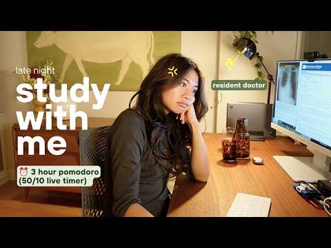3 HOUR STUDY WITH ME | late night medicine studying 📚 50/10 pomodoro