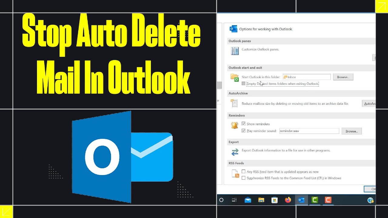 How to stop auto delete mail in outlook - YouTube