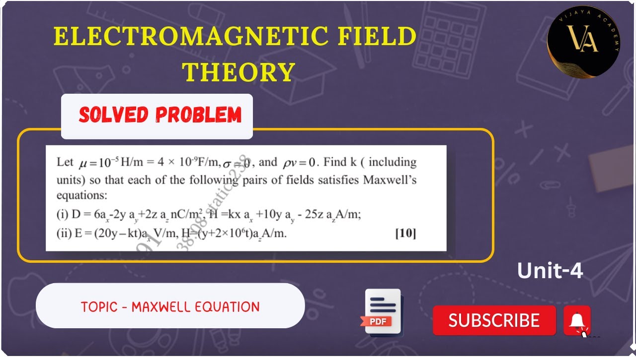 Solved Problem -1 | Maxwell's Equations | EMFT - YouTube