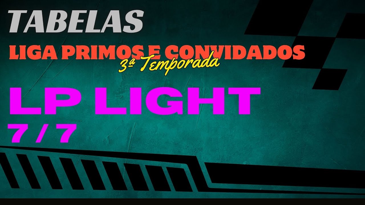 TABELA FINAL LP LIGHT - 3ª Temporada Liga Primos e Convidados - YouTube