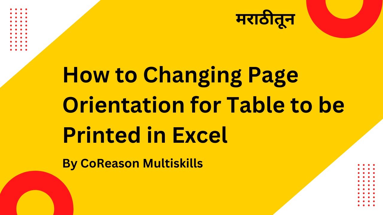 How to Changing Page Orientation for Table to be Printed in Excel - YouTube