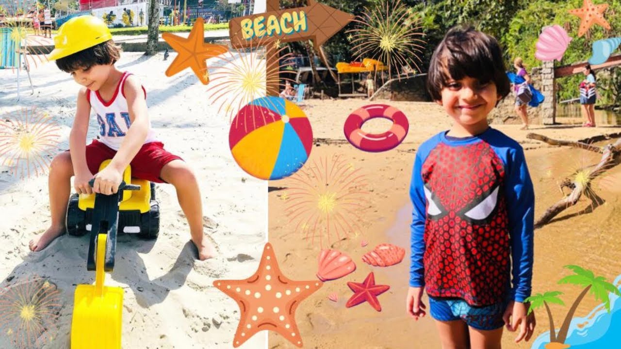 Criança Brincando | Benjamin Brinca na Praia | Um dia Divertido na ...