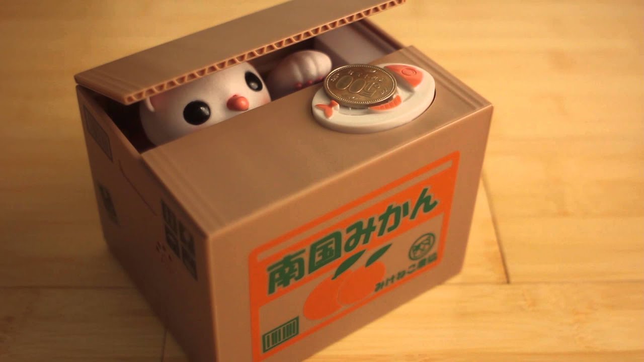Japancast - Itazura Mikan coin stealing cat (orange version) - YouTube