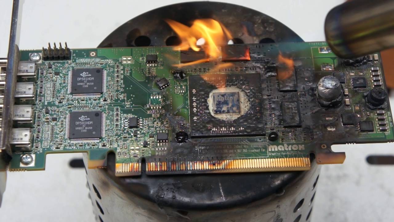 Burning Matrox Video Card With Gas Torch - YouTube