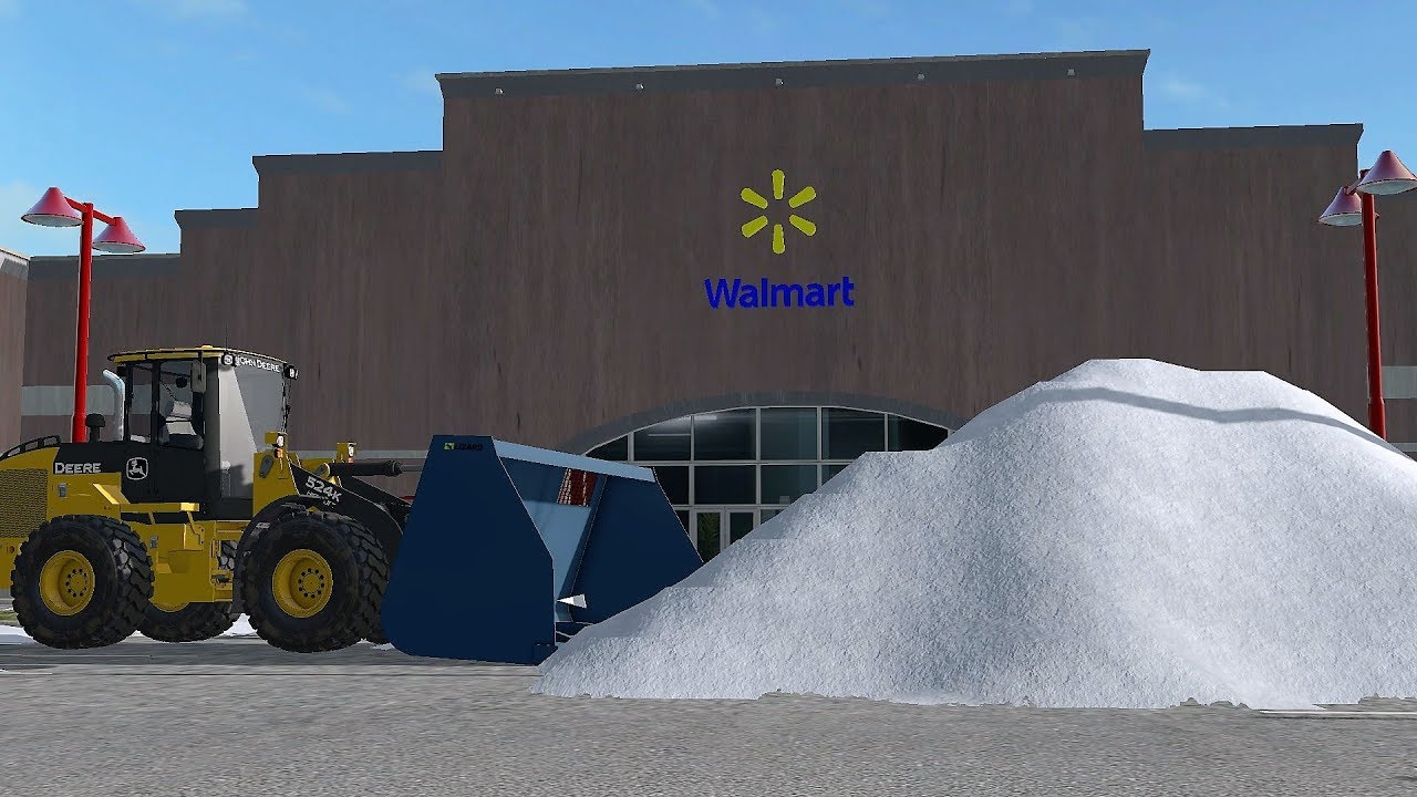 Farming simulator 17 snow plowing Walmart parking lot - YouTube