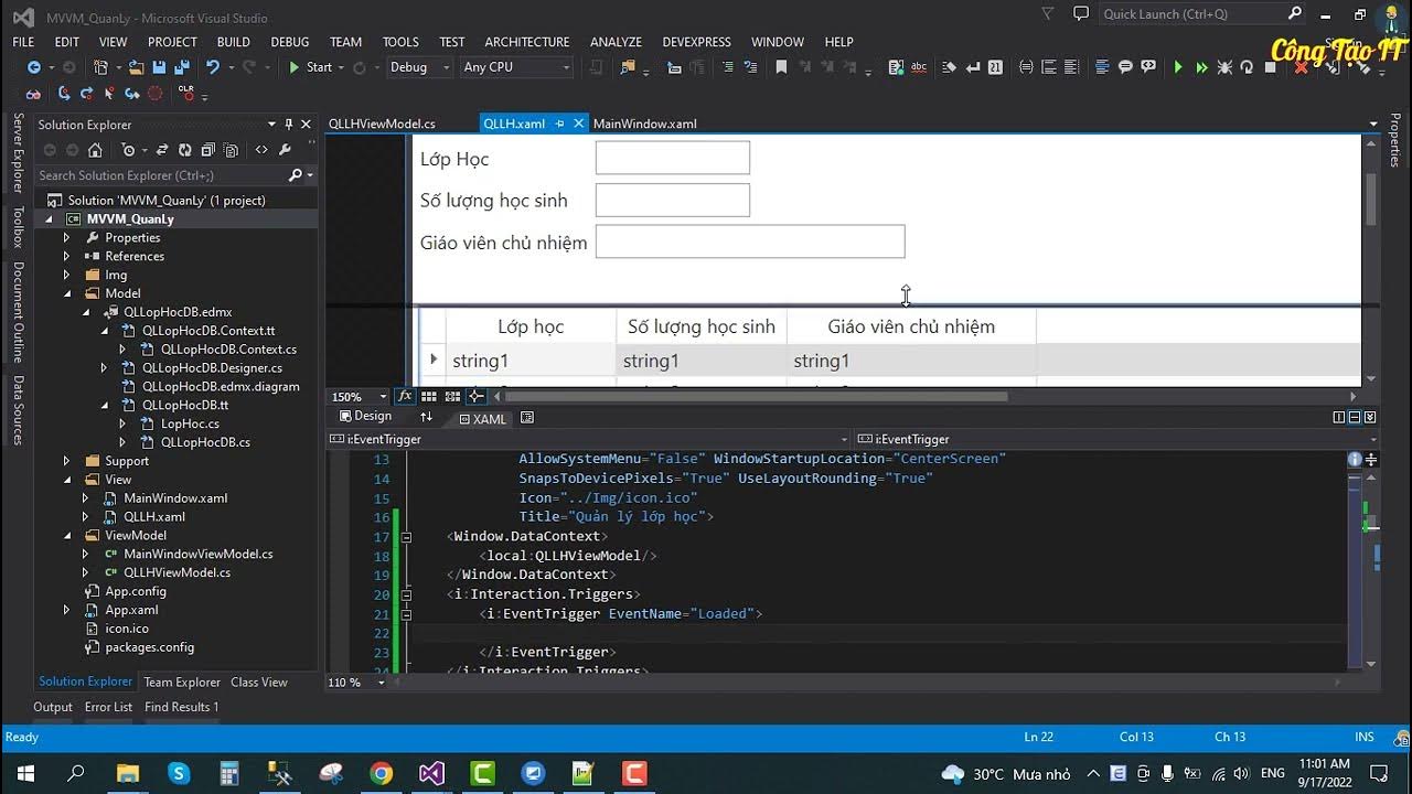 LẬP TRÌNH WPF C# MVVM || #95 - Cách gọi Events Loaded trong form Quản Lý Lớp Học - YouTube