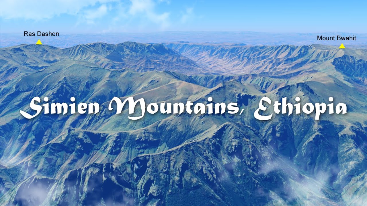 Mount Ras Dashen and Mount Bwahit of Ethiopia. Aerial imagery video ...
