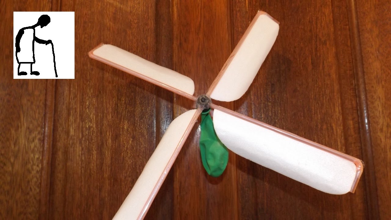 Balloon Powered Helicopter Third Attempt - modicum of success - YouTube