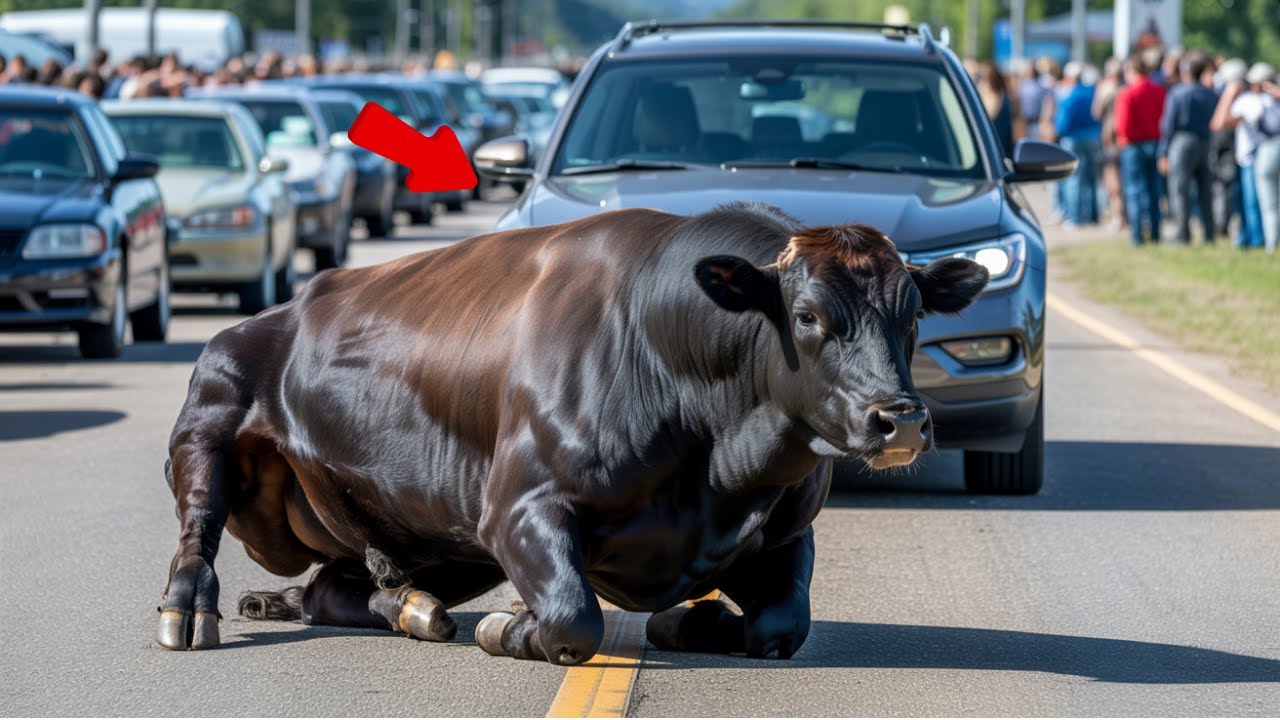 Desperate Bull Stops Traffic To Beg For His Calf’s Rescue - YouTube
