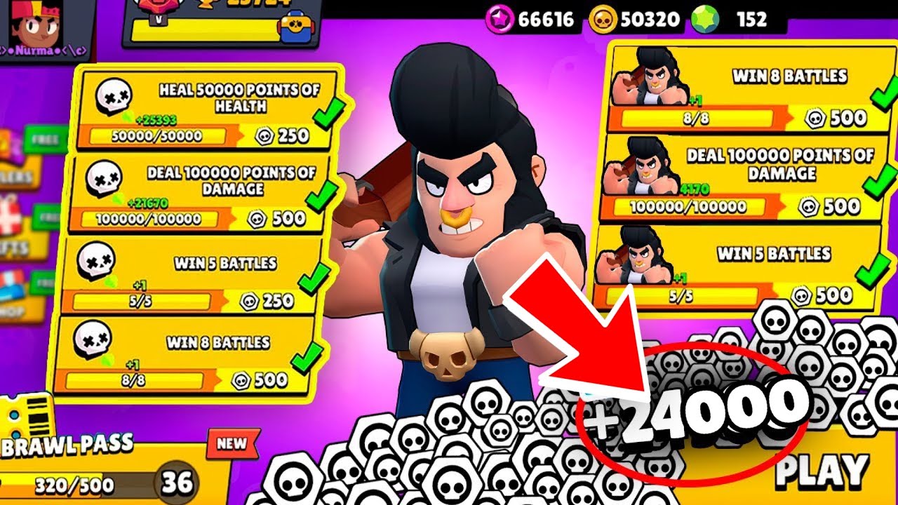 Complete BRAWL PASS NONSTOP! 70 QUESTS! 50 TIERS - BRAWL STARS #6 - YouTube