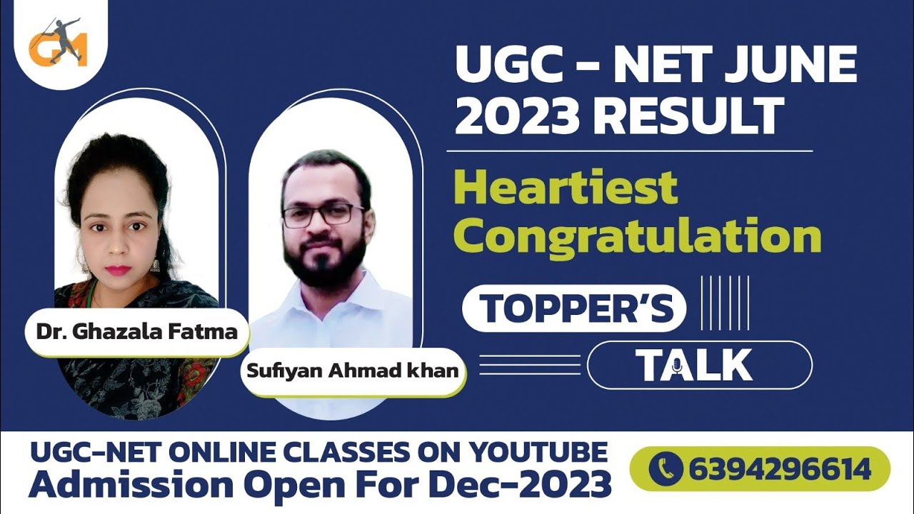 Topper's Talk || Net Qualified June 2023 || Sufiyan Ahmed Khan ...