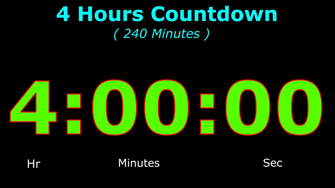 4 Hours Countdown [Reverse Time] 240 To 0 Minute Timer | Digital Clock ...