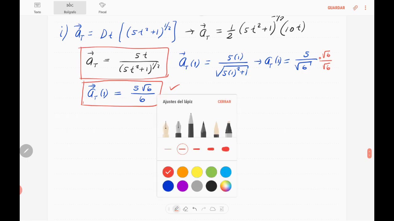 Vector Tangente unitario, Vector Normal unitario y componentes de la ...