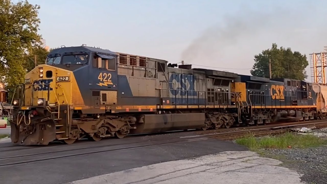 Multiple CSX YN2 AC44CW Leaders and UP AC44CW 5628 trails on NS Grain ...