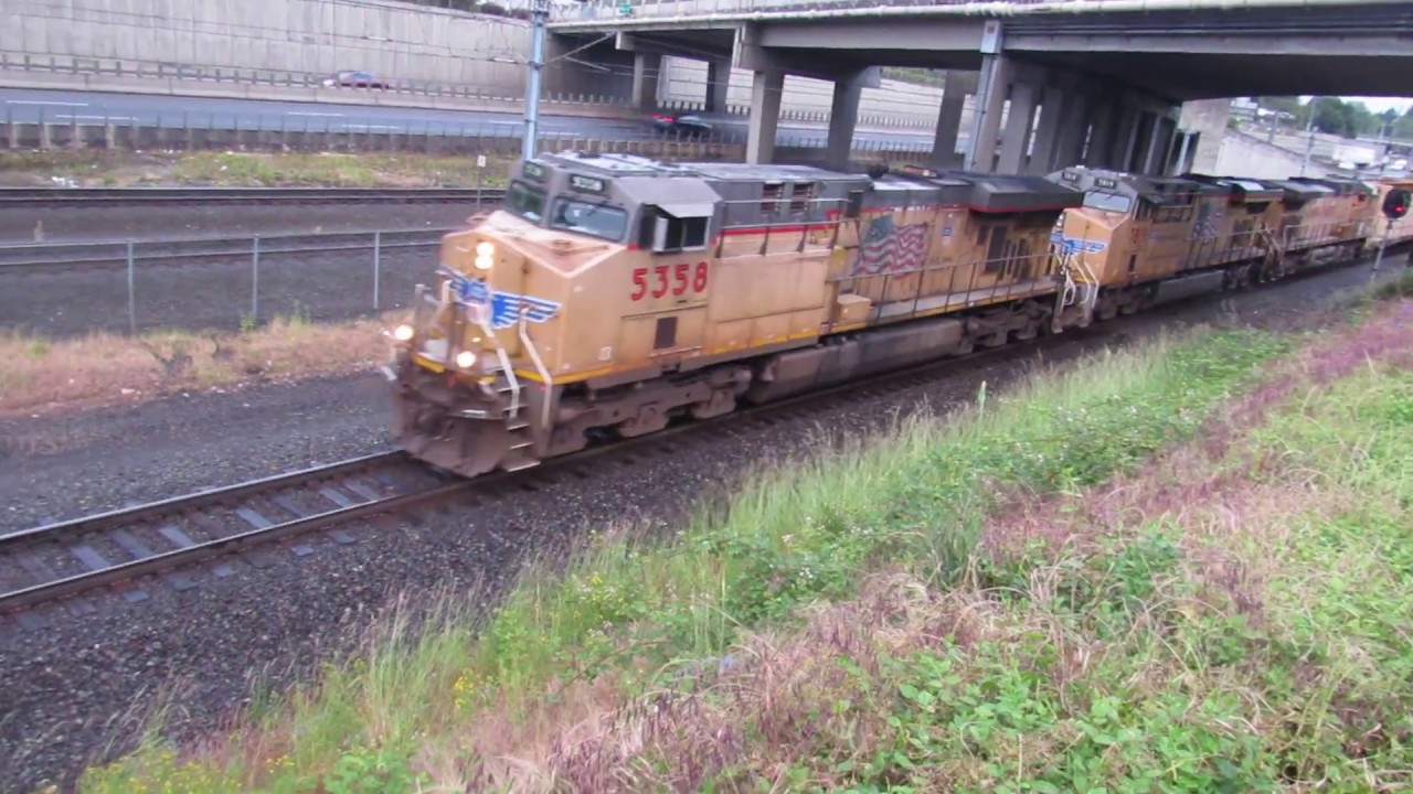 Union Pacific Freight Trains Speed's under NE Halsey St. in Portland ...