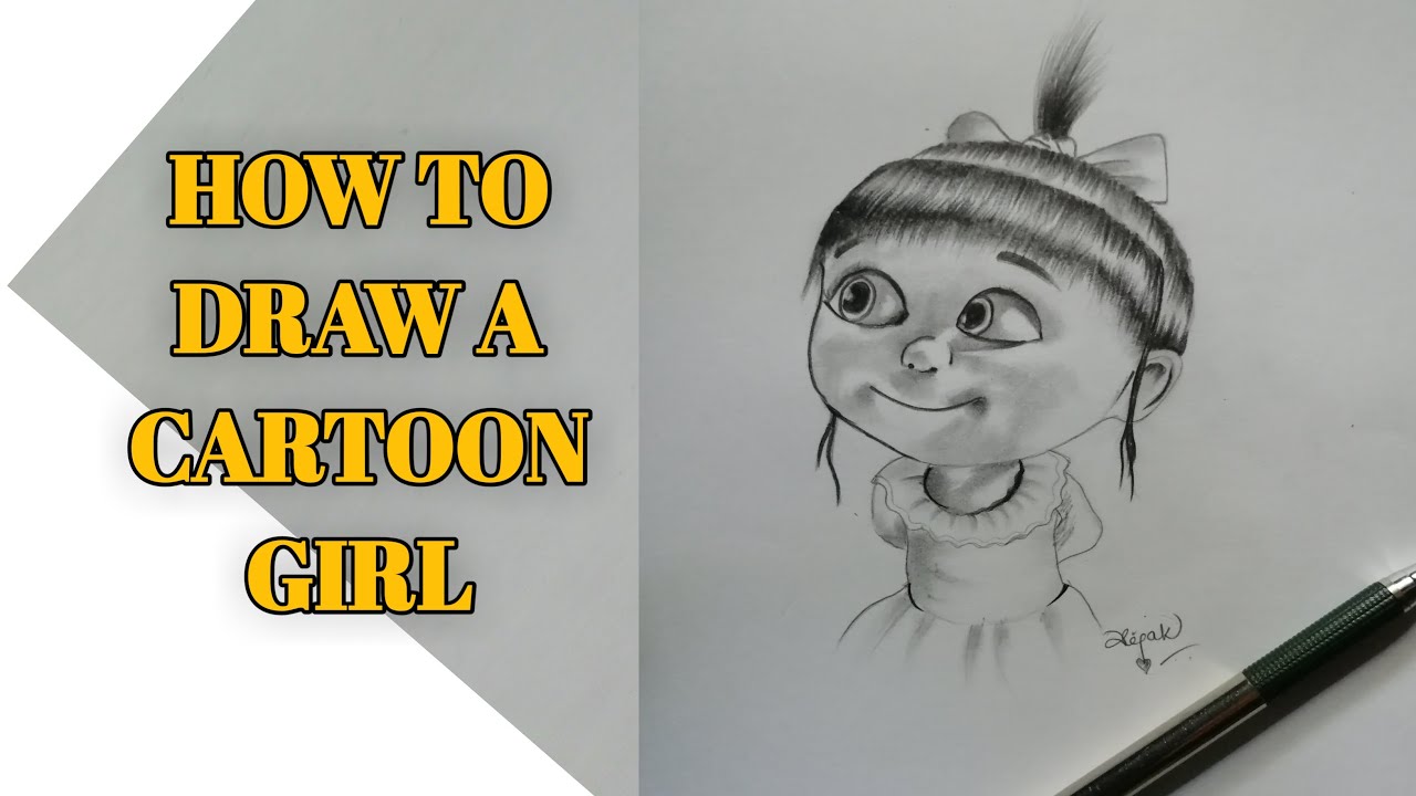 How to draw a girl in a cartoon version - YouTube