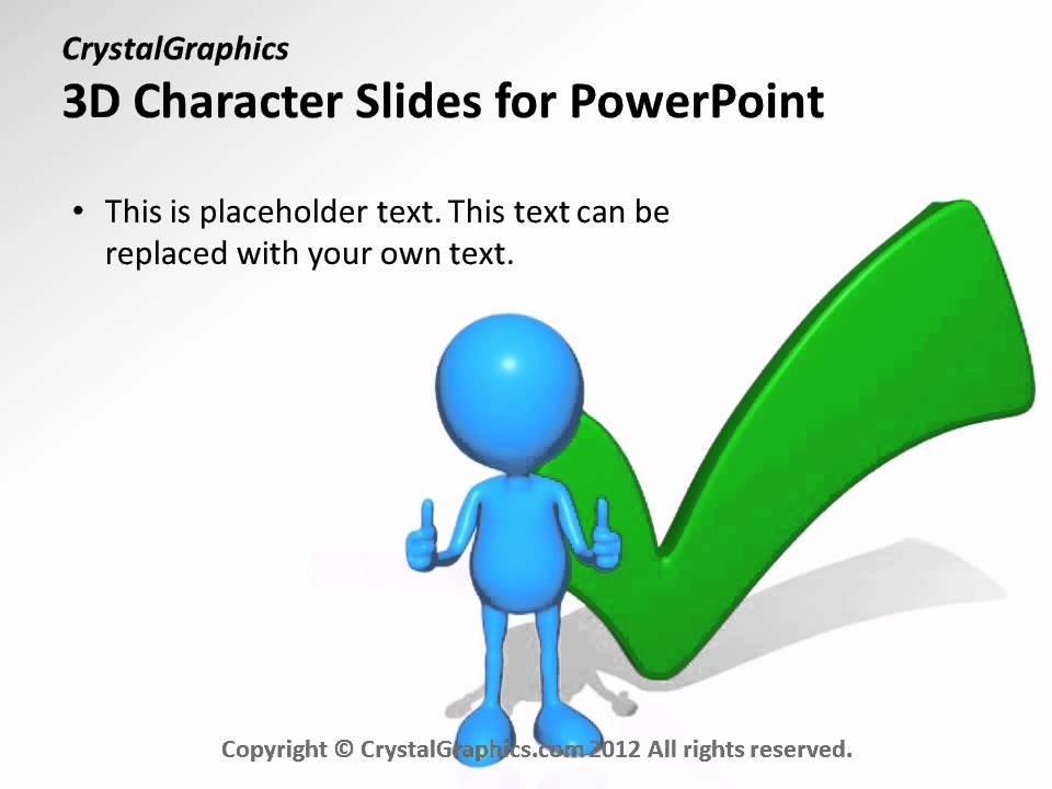 CrystalGraphics 3D Character Slides for PowerPoint - Green Check Mark ...