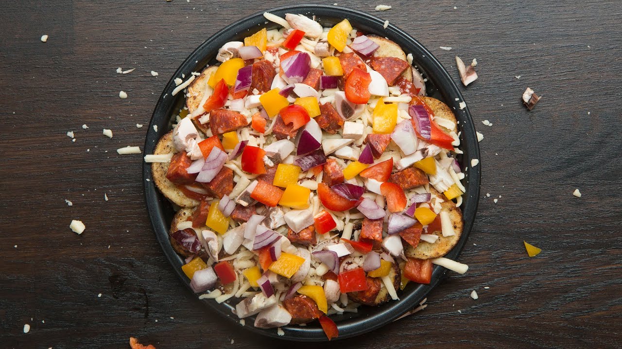 Pizza de papa y pepperoni al horno - YouTube