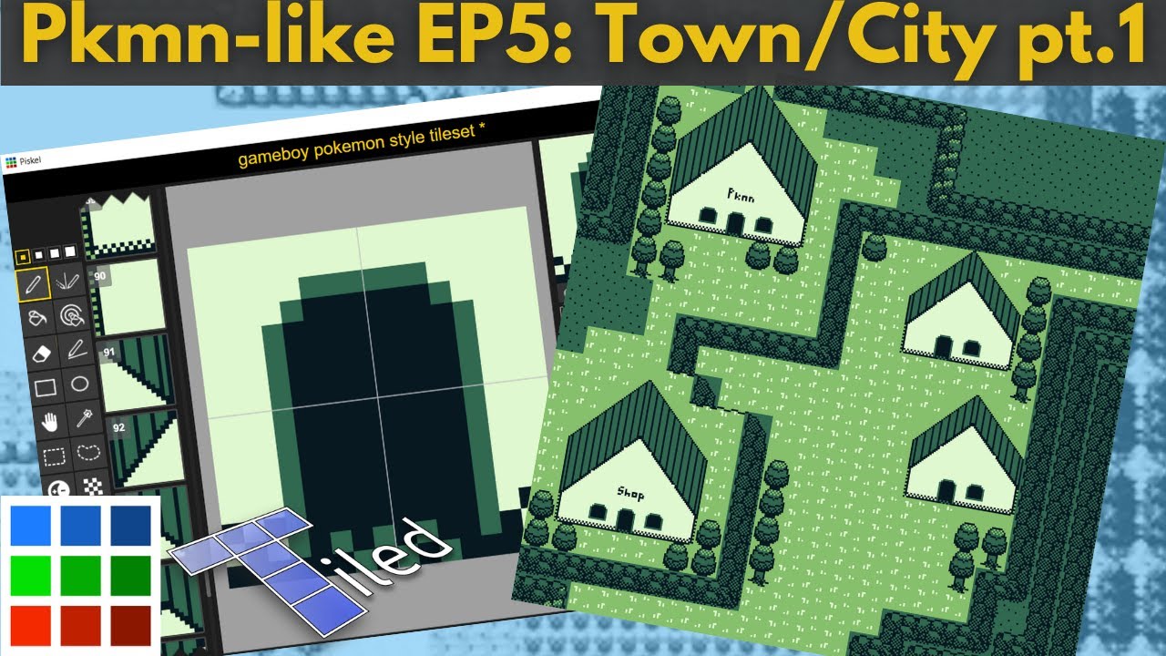 Buildings Part 1 [Timelapse] | Pokémon-like GB Tileset Ep5 - YouTube