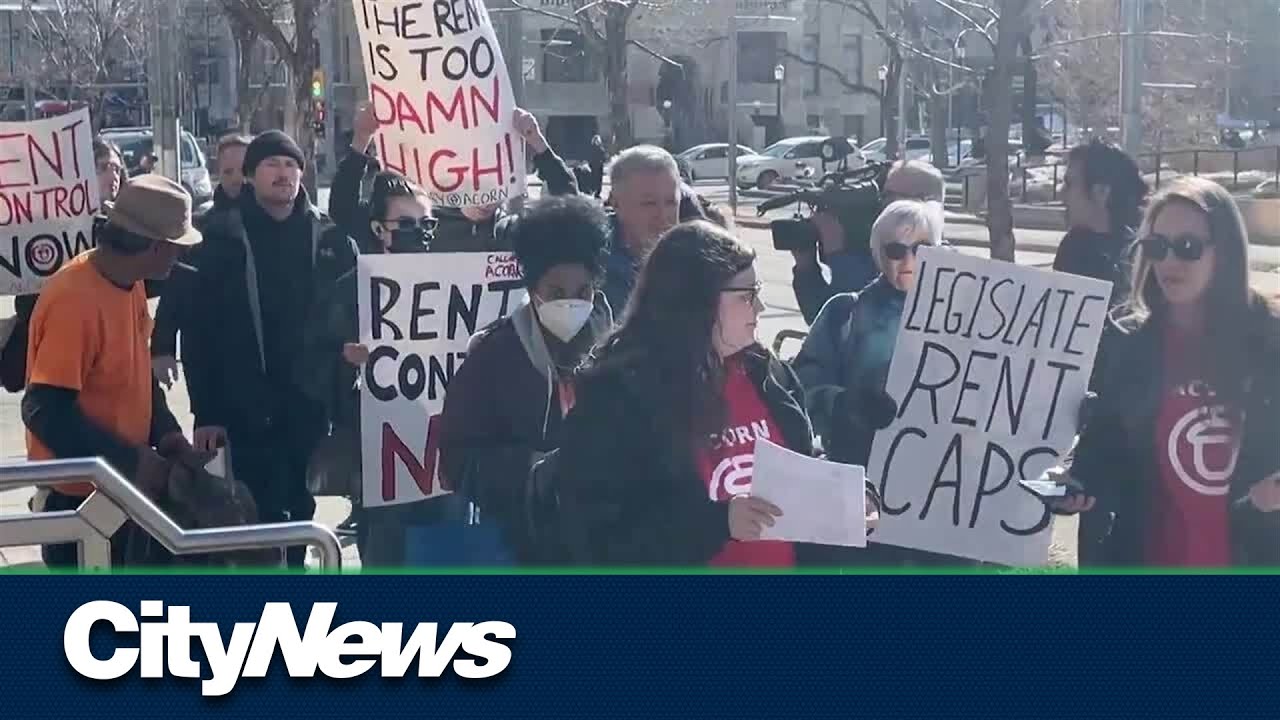 Calgary protesters want rent control in Alberta - YouTube