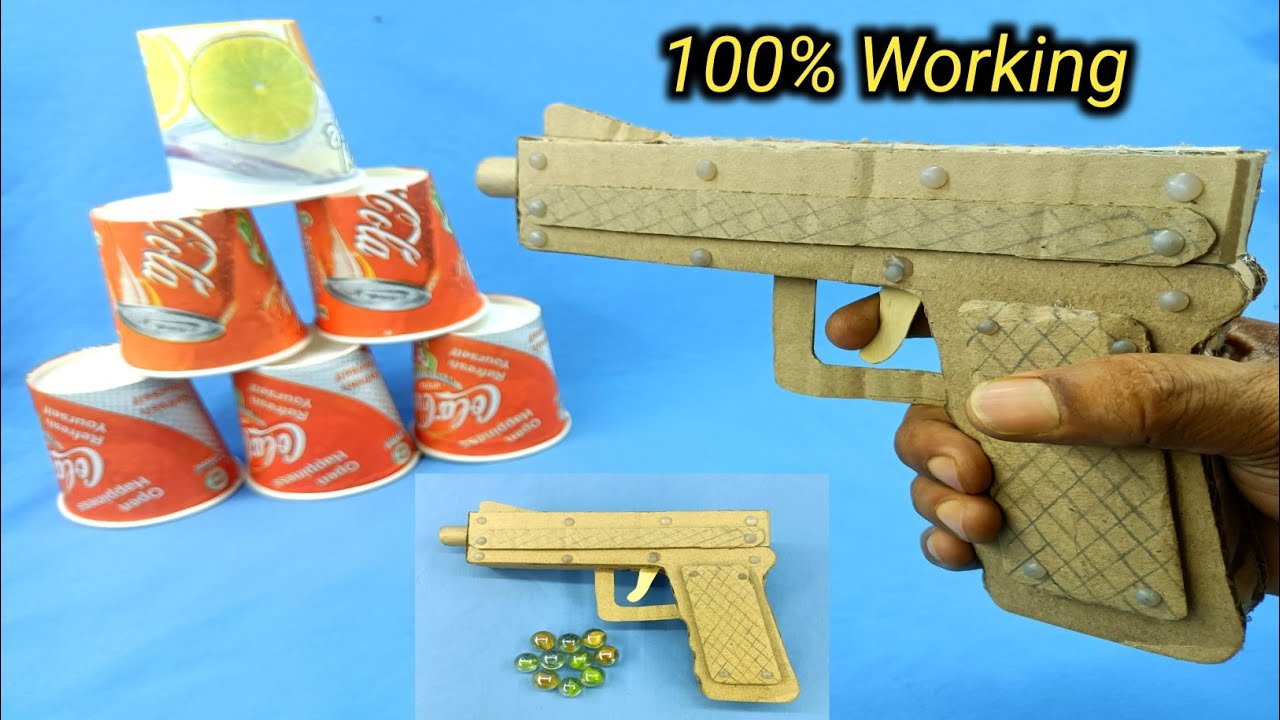 How To Make A Cardboard Gun Powered By Rubberband Very Easy | Cardboard ...