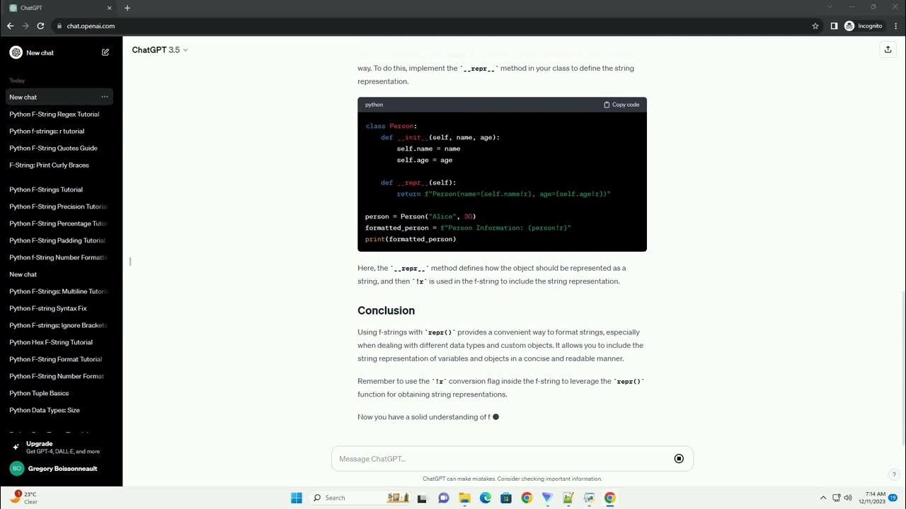 python f string repr - YouTube