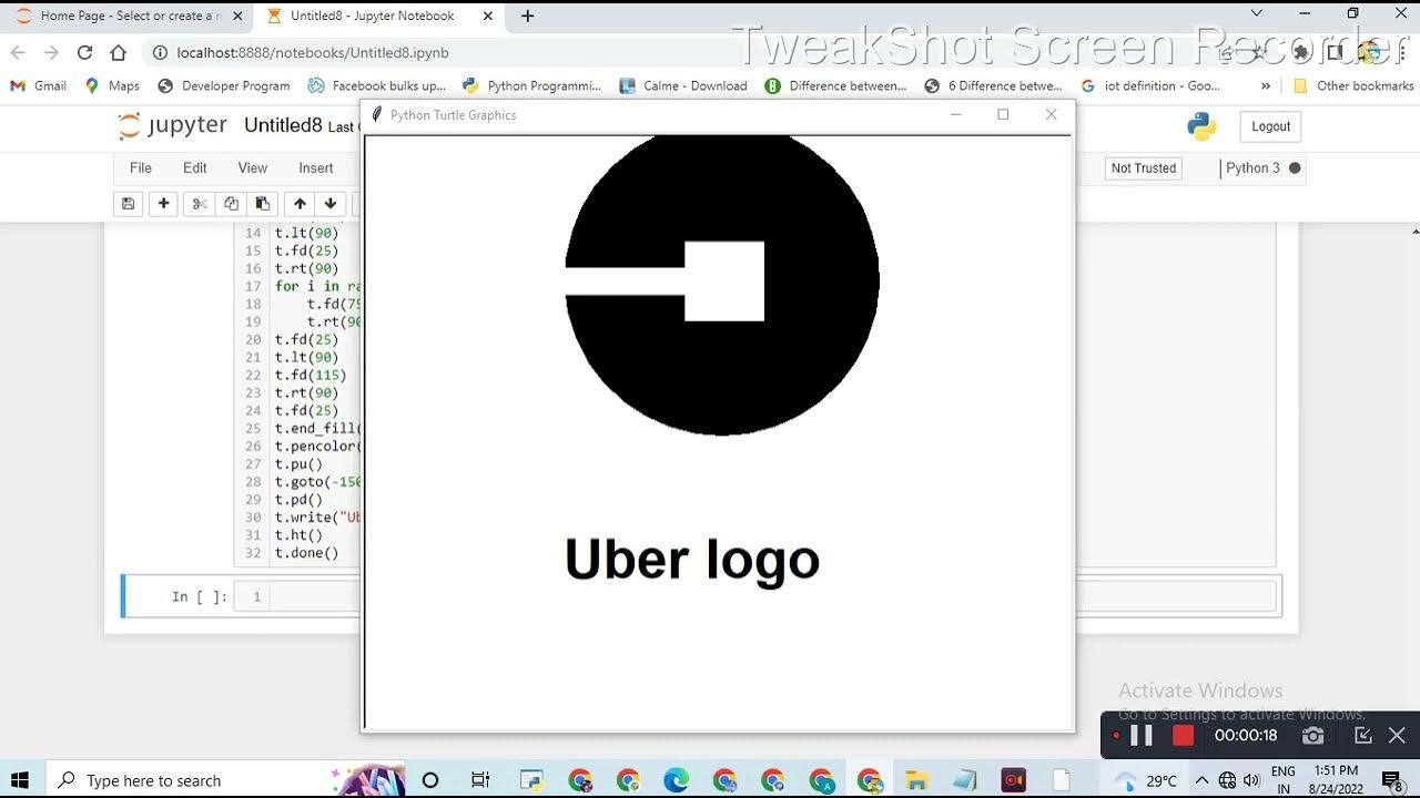 Uber Logo Python Turtle Graphics Python For Beginners Poojapatel Youtube