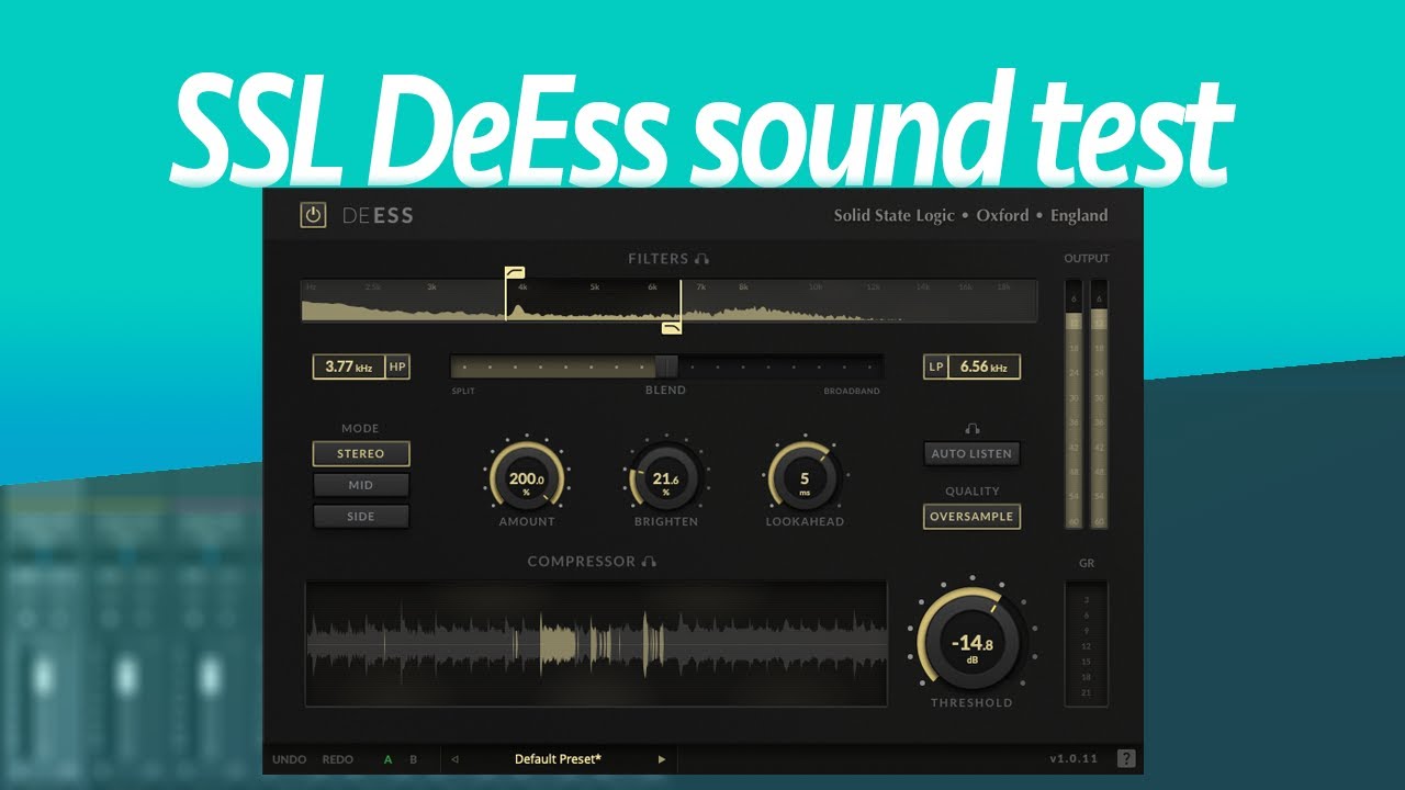 SSL DeEss plugin sound test - YouTube