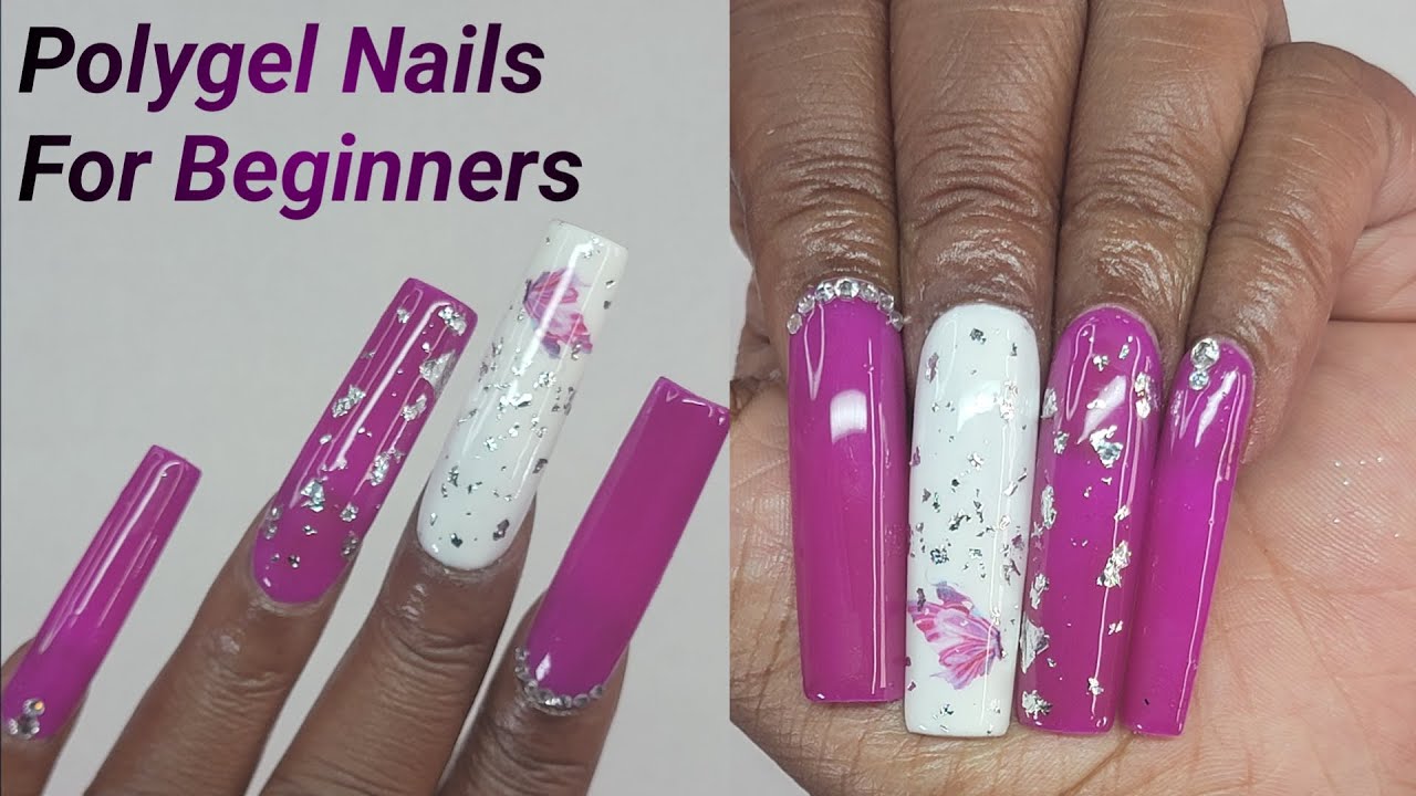 Purple Polygel Nails Spring Nails - YouTube