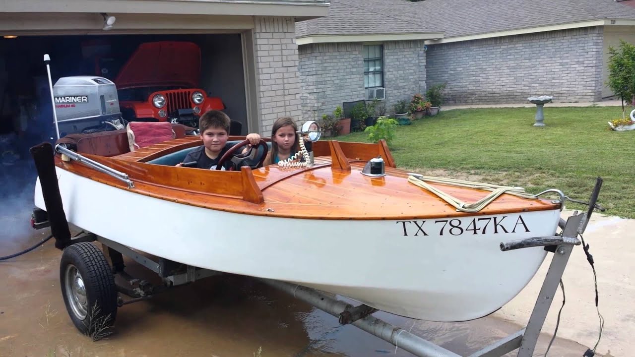 1951 Homemade Wooden Boat - YouTube