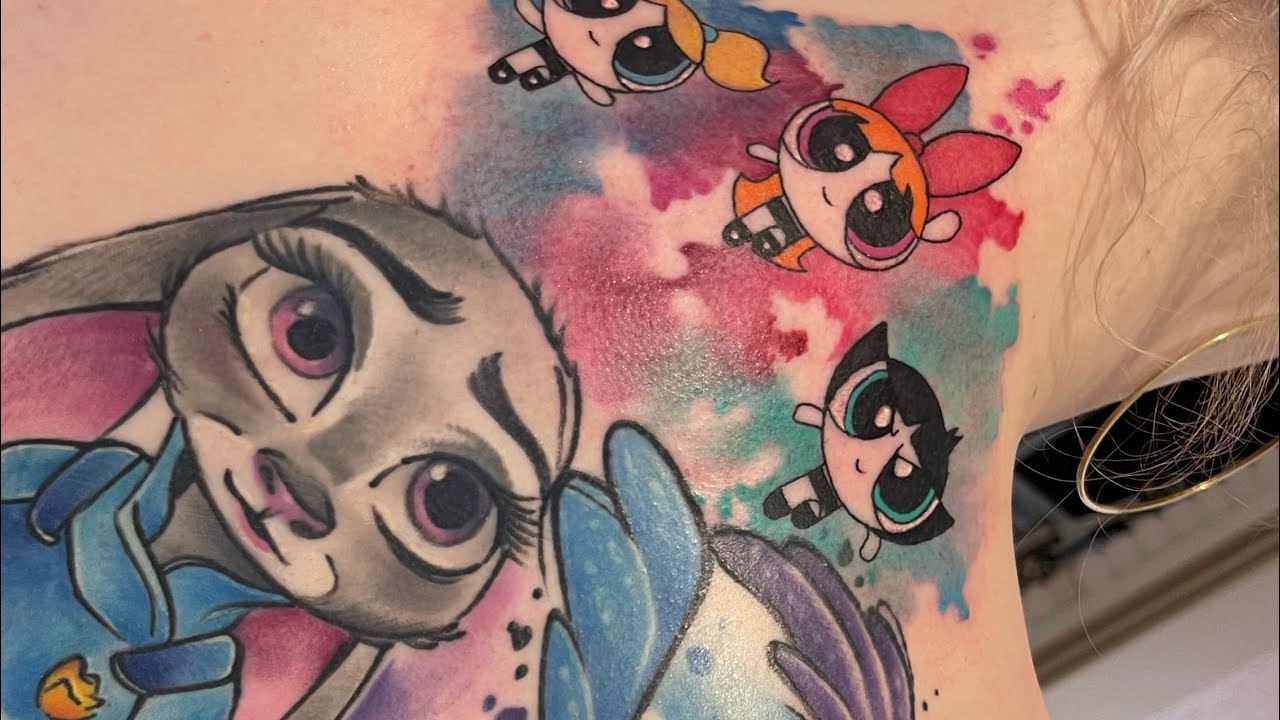 The Powerpuff Girls tattoo | Time lapse - YouTube