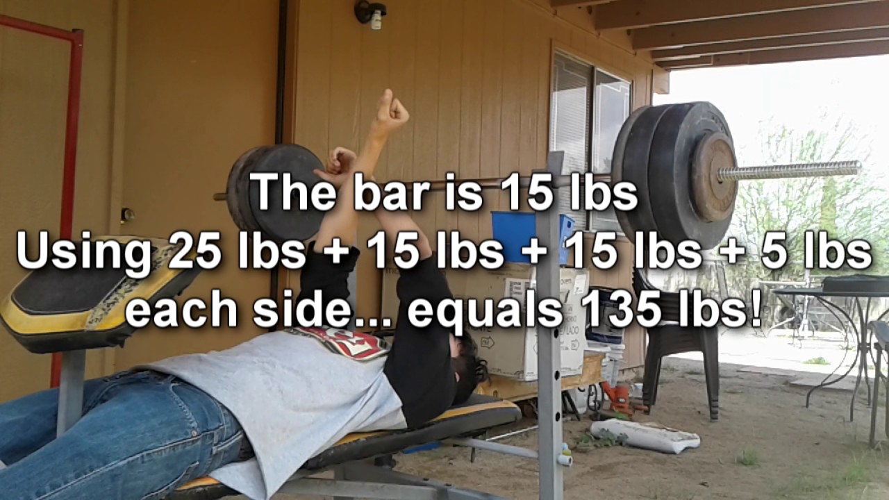 135 lbs bench press - YouTube