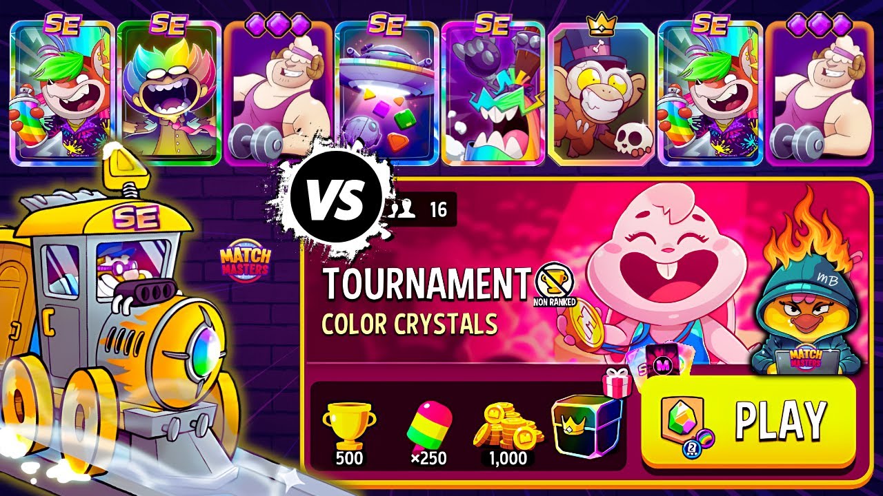 TOURNAMENT! 16 players Color Crystals + Rainbow | Match Masters PVP ...