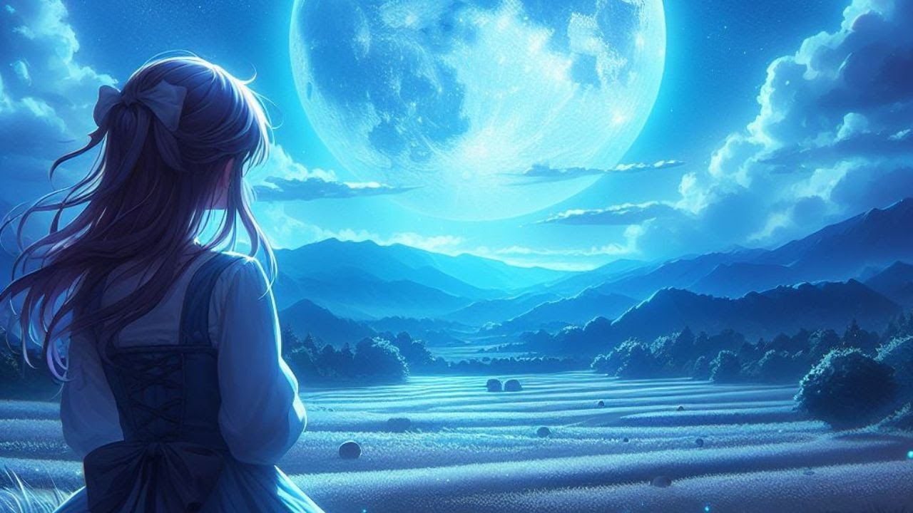 Blue Night Bliss: Relaxing Lofi Beats Live 🌙 | Chill Anime Girl, Starry ...