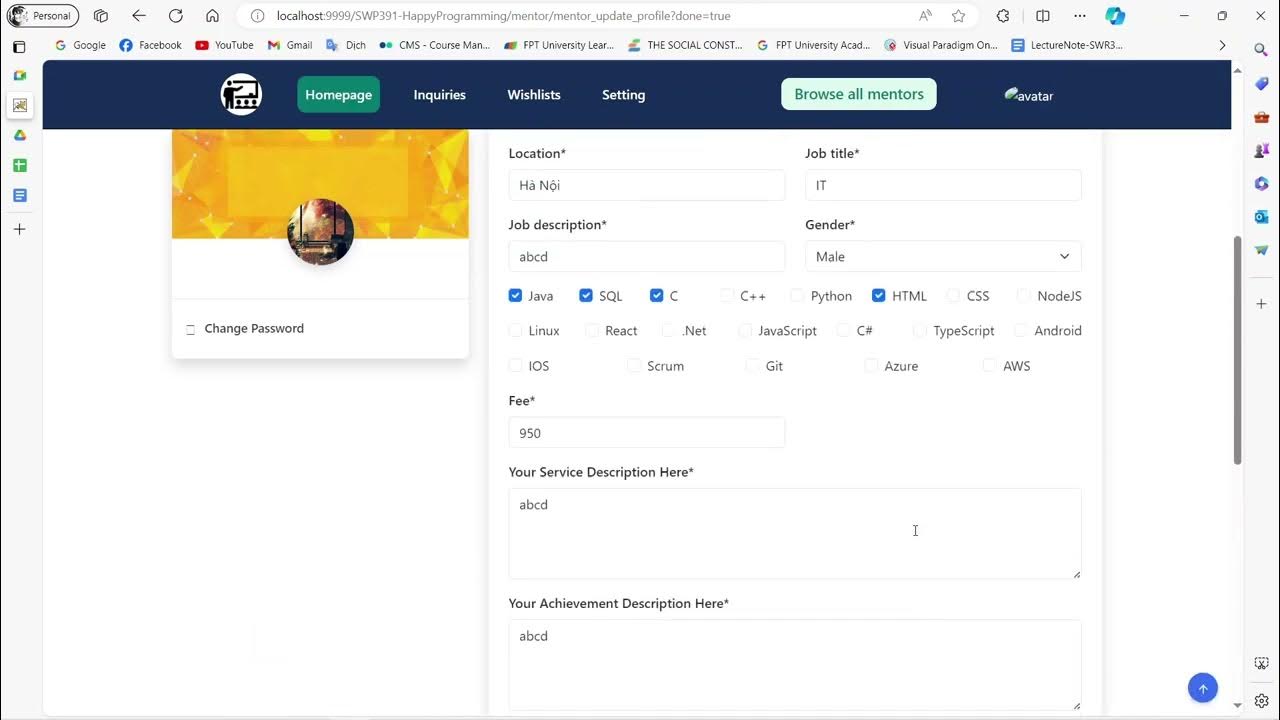 SWP391-Happy Programming - Update cv of mentor - YouTube