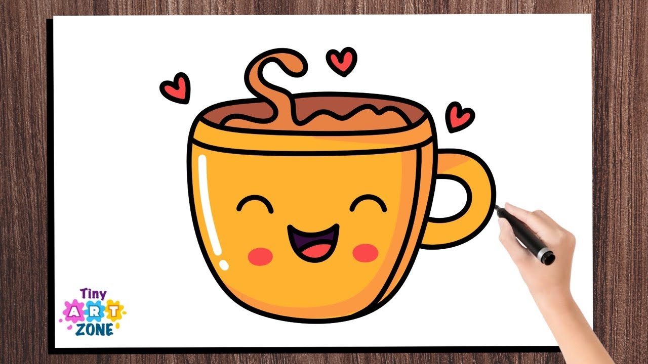 How to Draw a Cute Coffee Cup | Easy Step-by-Step Drawing Tutorial for ...