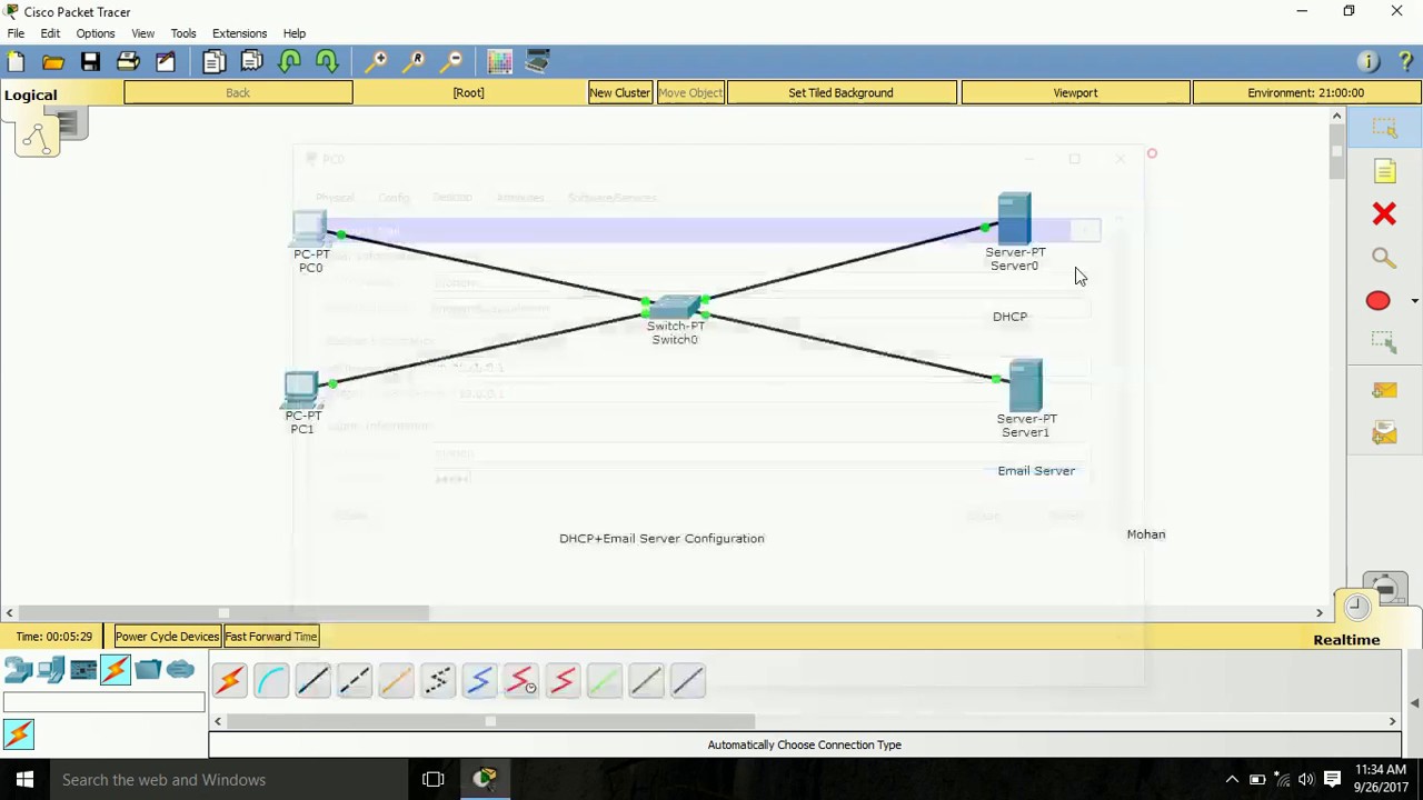 DHCP+Email Server Configuration using Cisco Packet Tracer - YouTube