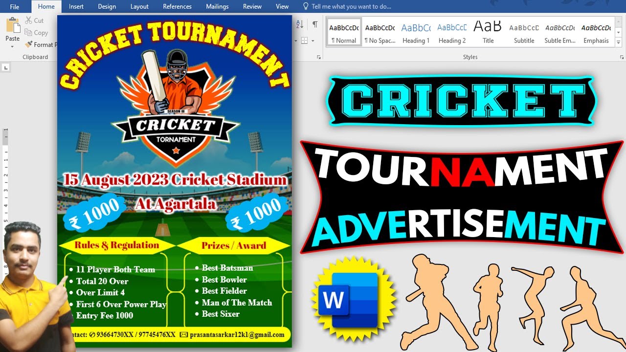 How to Make Cricket Tournament Advertisement in Word।।कैसे बनाएं ...
