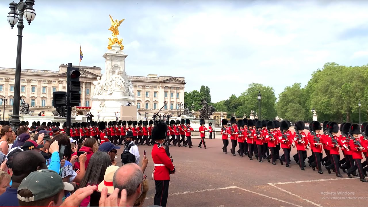 INCREDIBLE Coldstream Guards and Irish Guards march toward Horse Guards ...