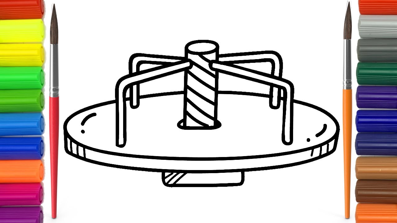 Drawing and Coloring Playground Roundabout | Drawing For Kids #21 - YouTube