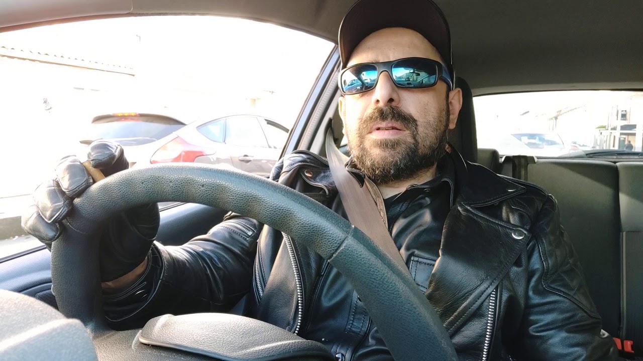 Driving and smoking in leather gear - YouTube