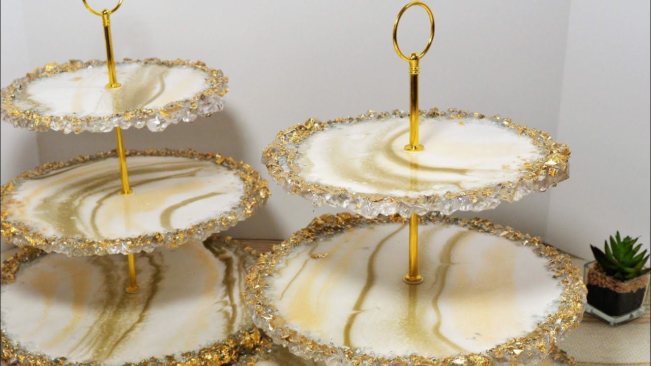 Resin cake stands - 3 tier cake stands - resin art - - YouTube