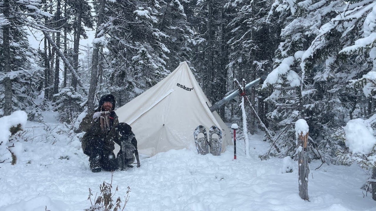2 Nights Winter Camping and Trout Fishing in a Snowstorm! - YouTube