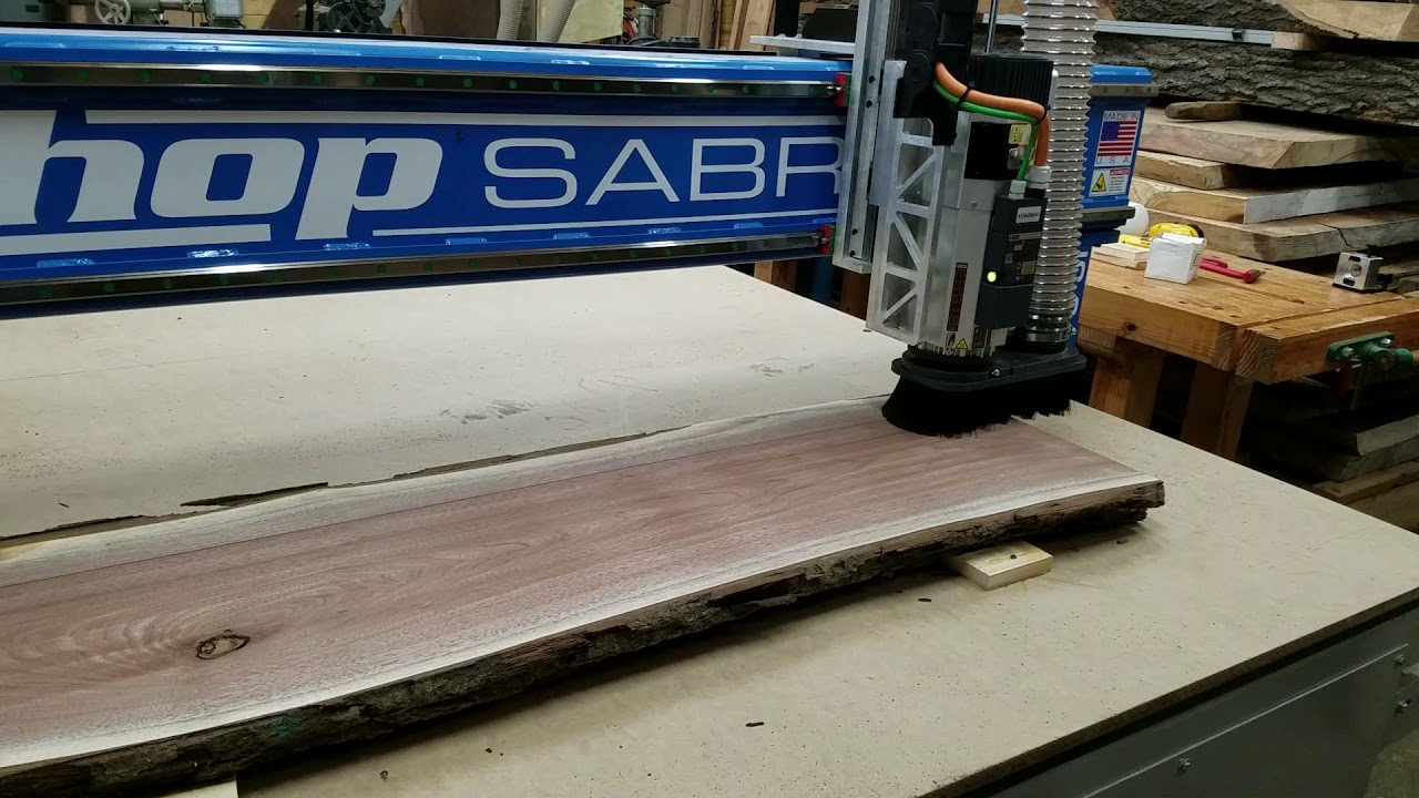 Flattening first slab on CNC - YouTube