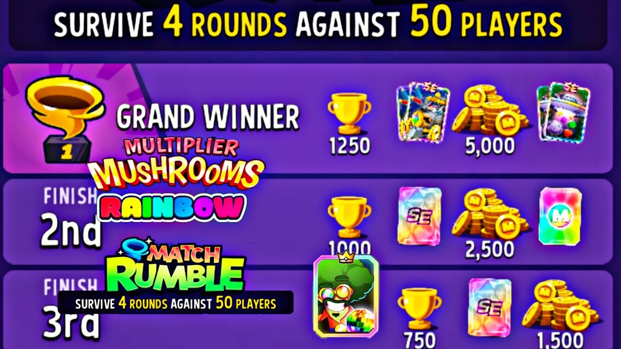 Match rumble 50 players 4 rounds multiplier mushroom rainbow Winner ...