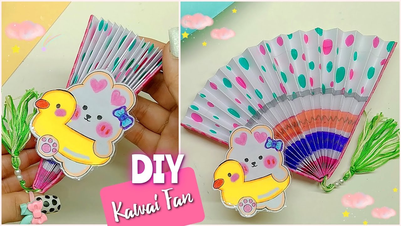 How to make a cute pop up fan at home | DIY cute japanese fan | Making ...