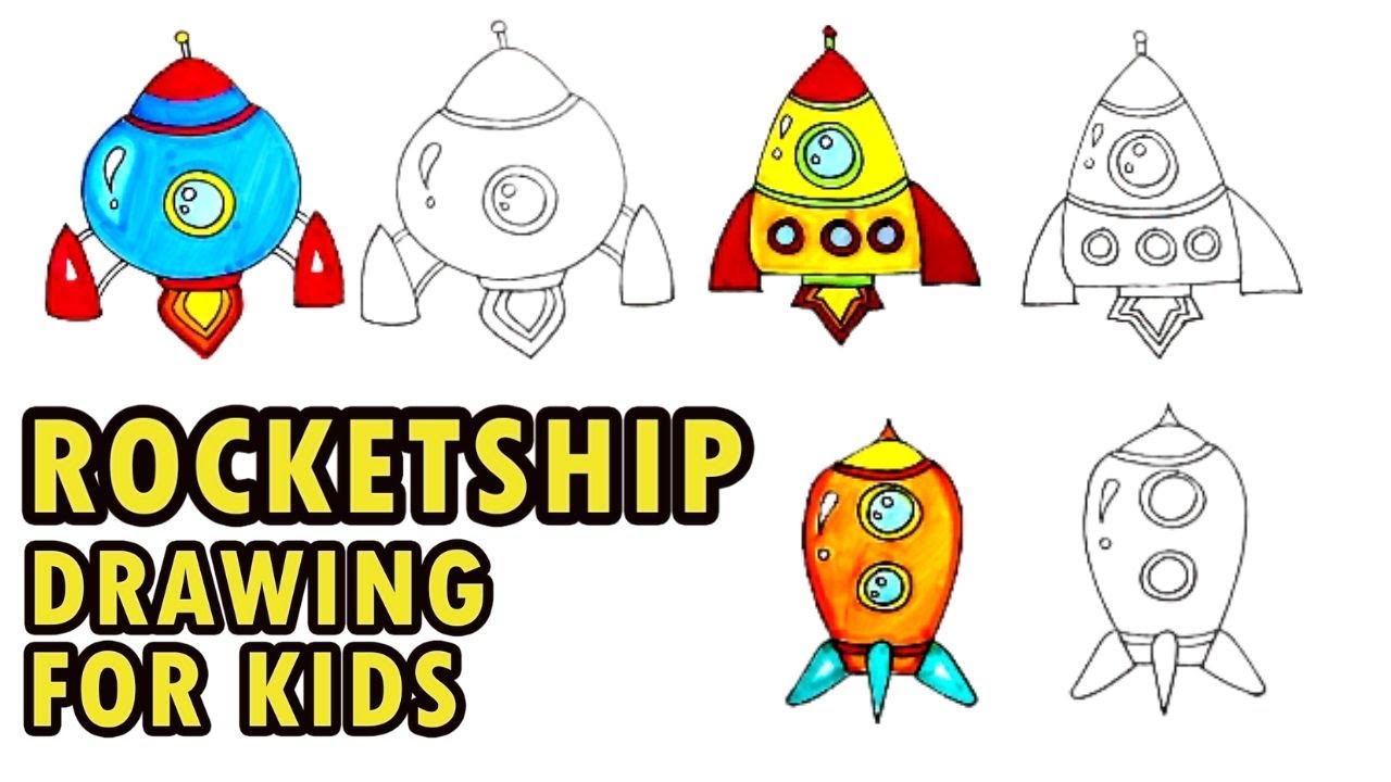 How to Draw Cartoon Rocket Ship | Drawing and Coloring for Kids - YouTube