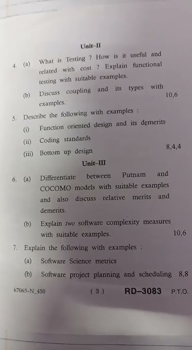 software Engineering question paper of mdu mca 2nd sem of july-2021 - YouTube
